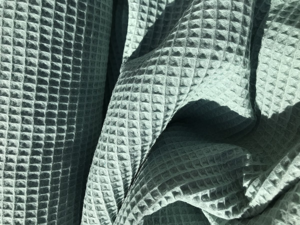 Waffel stof. 100 % bomuld. LYS STØVET MINT fv 34 - Waffel stof. 100 % ...